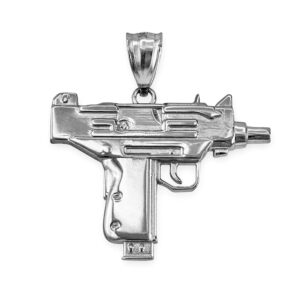 la blingz sterling silver submachine gun pendant