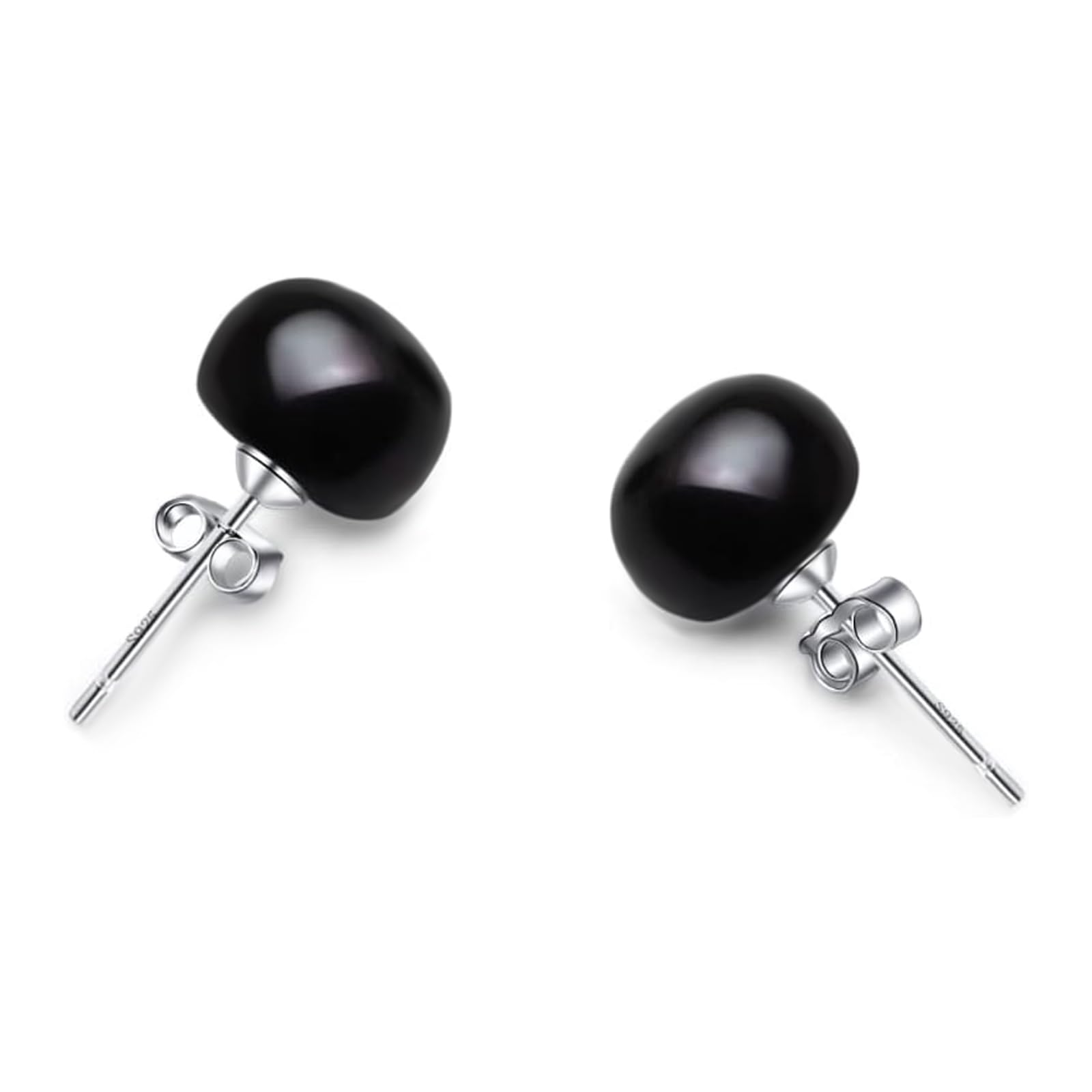 Freshwater Black Pearl Earrings for Women with 925 Sterling Silver Stud Earring Hypoallergenic Mother' Day Gift