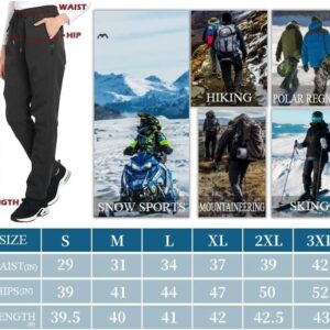 Apotemis Womens Snow Ski Pants Waterproof Windproof Fleece Lined Warm Hiking Insulated Pants Black L