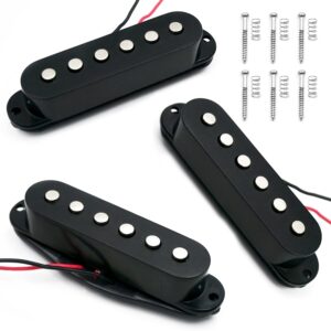 Electric Guitar Single Coil Pickups Set Vintage Voice SSS Replacement for Neck/Middle/Bridge Pickups Squier Stratocaster ST Style Guitar, Black