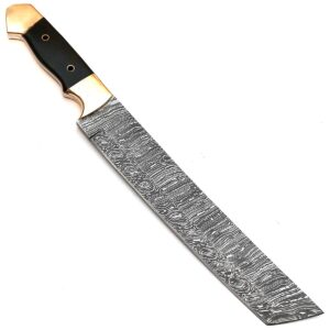 pal 2000 knives kni-9470 custom handmade damascus steel hunting knife with leather sheath