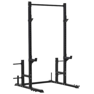 soozier power rack with pull up bar and adjustable barbell rack, heavy-duty power tower strength training equipment for home gym