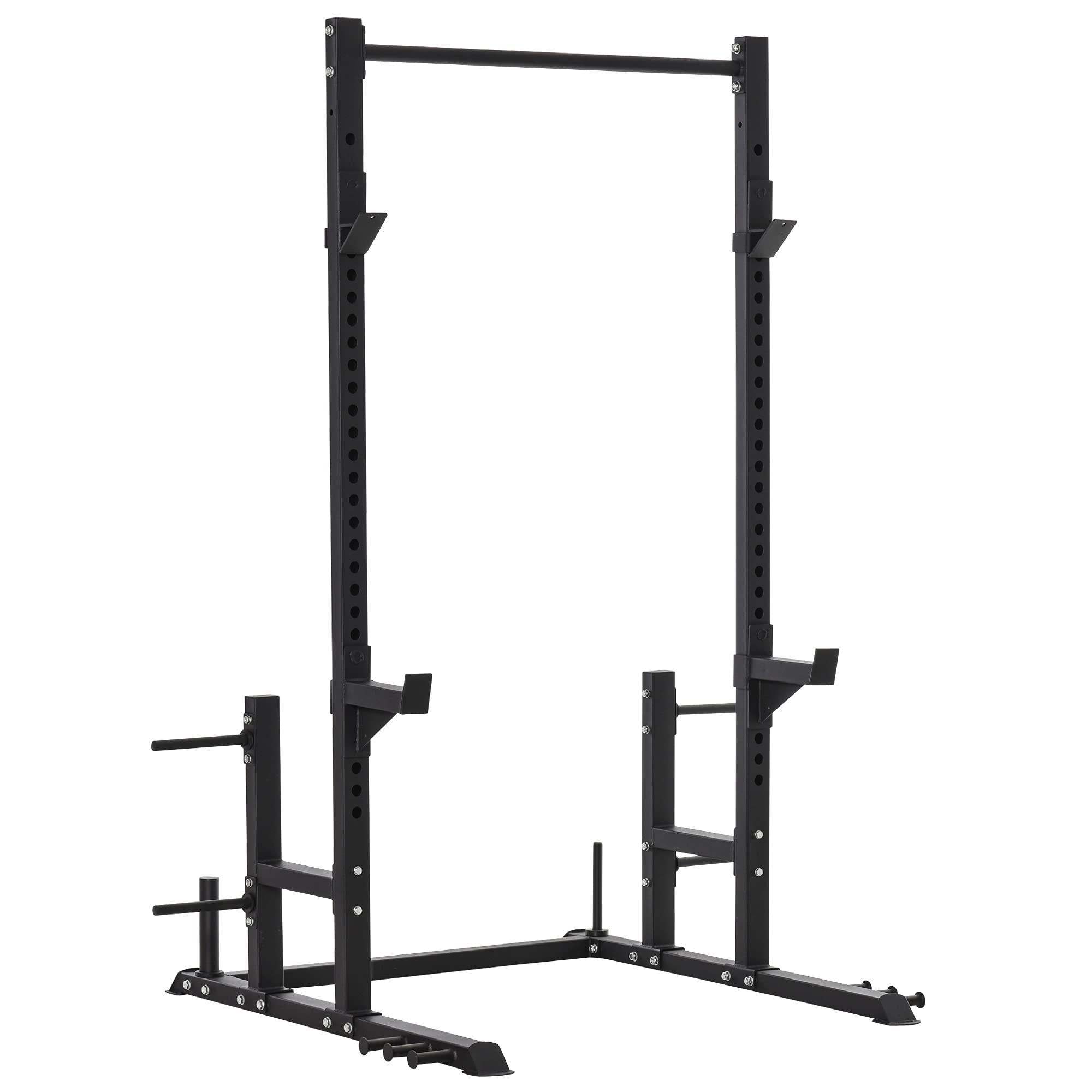 Soozier Power Rack with Pull up Bar and Adjustable Barbell Rack, Heavy-Duty Power Tower Strength Training Equipment for Home Gym