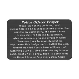 bobauna police officer prayer engraved wallet card inster thin blue line cop jewelry police academy graduation gift (police officer prayer uniform black)