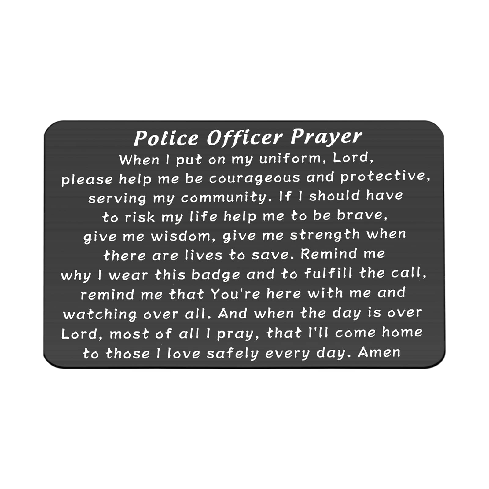 bobauna Police Officer Prayer Engraved Wallet Card Inster Thin Blue Line Cop Jewelry Police Academy Graduation Gift (police officer prayer uniform black)