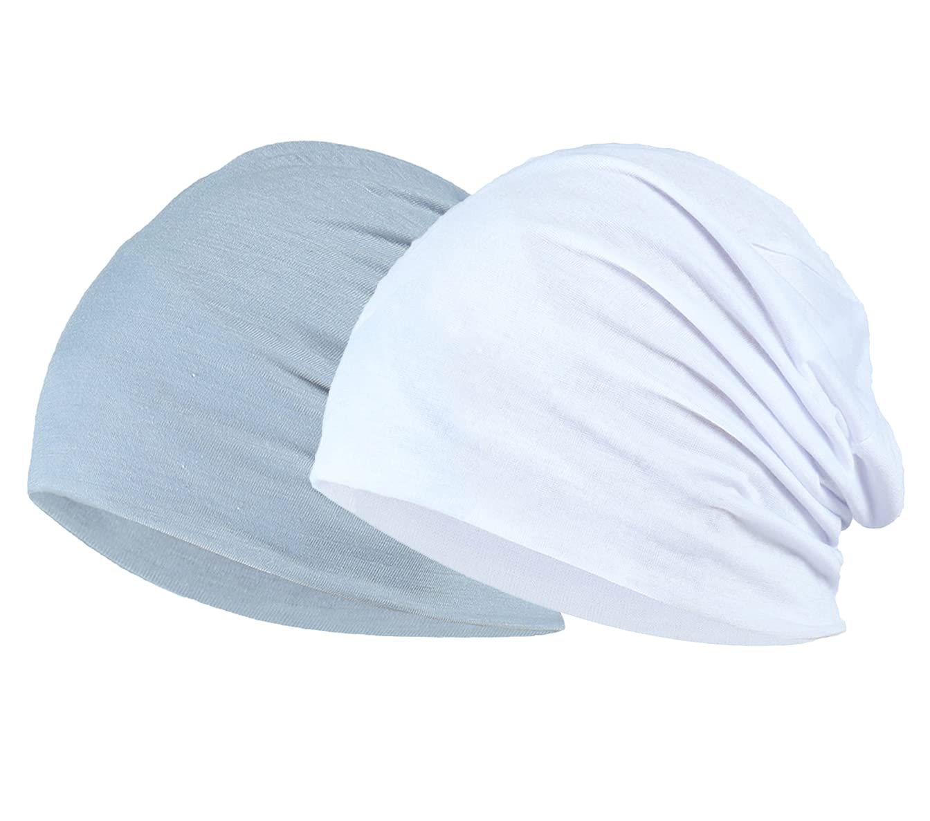 PoemLife Summer Cotton Thin Beanies Soft Stretch Hip-Hop Sleep Caps for Men Women(4 Pack Gray & White & Beige & Light Pink)