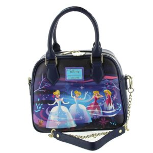 loungefly cinderella castle chain strap crossbody bag blue-purple