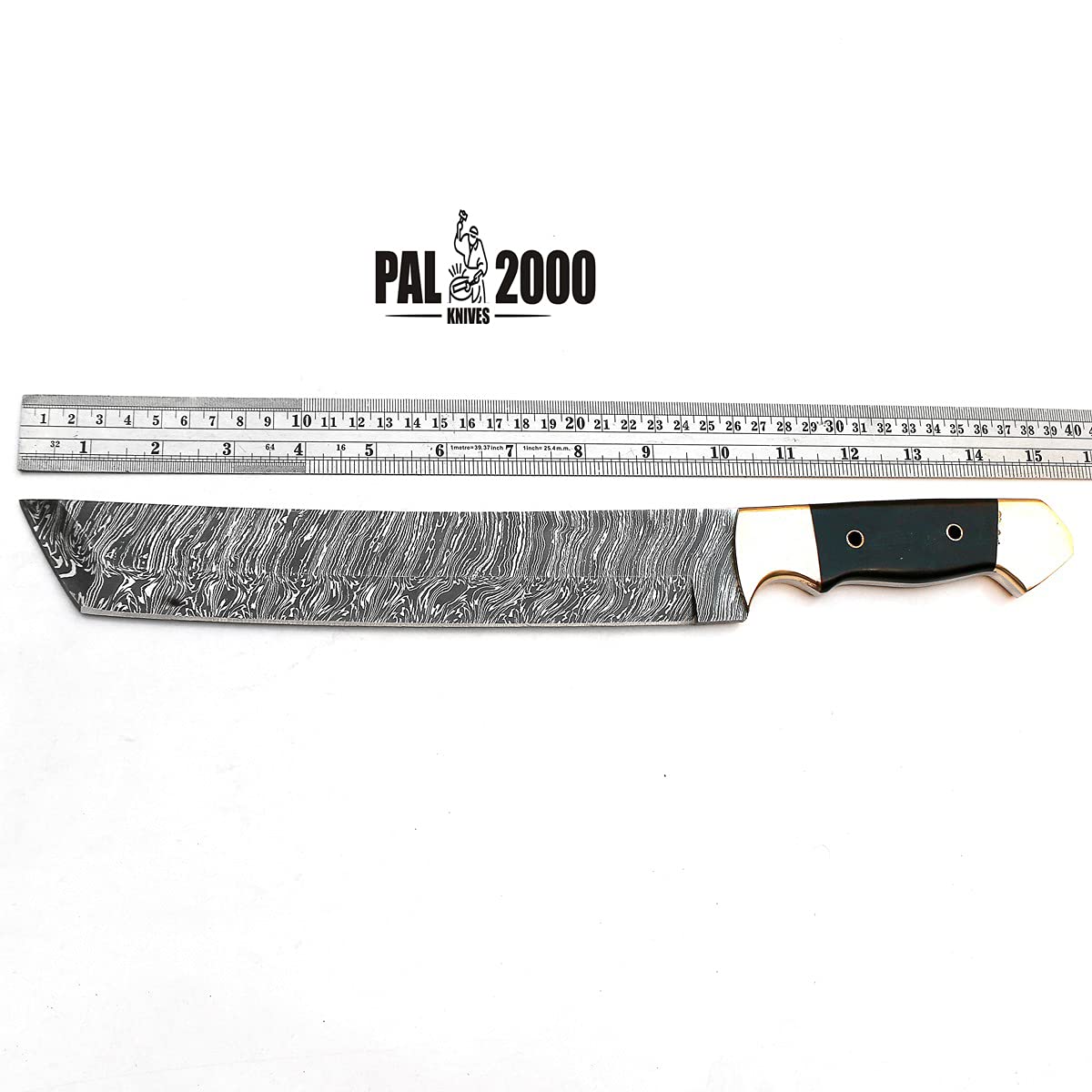 PAL 2000 KNIVES KNI-9470 Custom Handmade Damascus Steel Hunting Knife With Leather Sheath