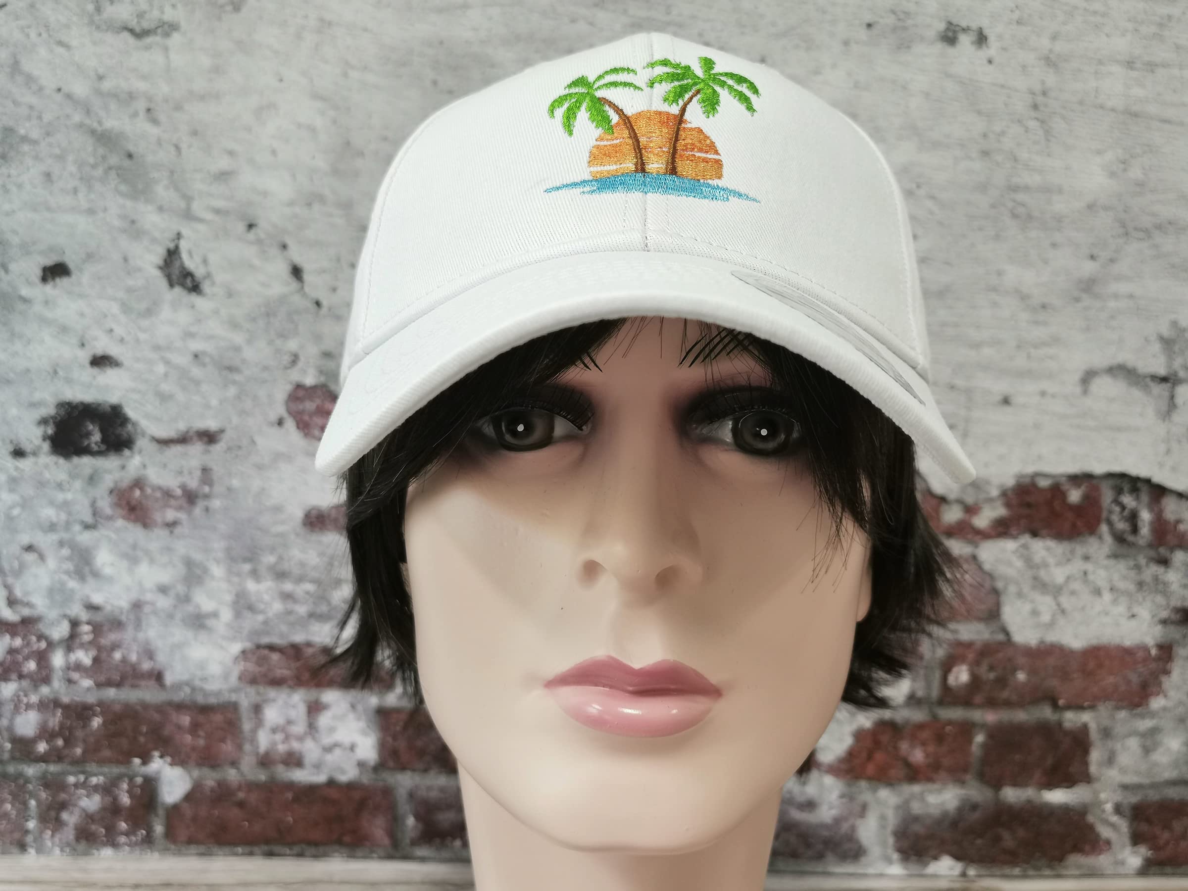 Hepandy Palm Trees Embroidered White Baseball Caps for Women Men Girls, Outdoor Adjustable Cotton Snapback Trucker Hats Embroidery Dad Hat Unisex