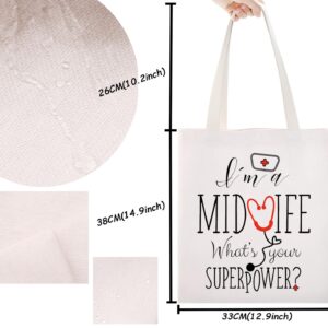 TSOTMO Midwife canvas tote bags Thank You Gifts Doula Nurse Gift Appreciation Gift I'm a Midwife what's your super power canvas tote bags (Midwife canvas)