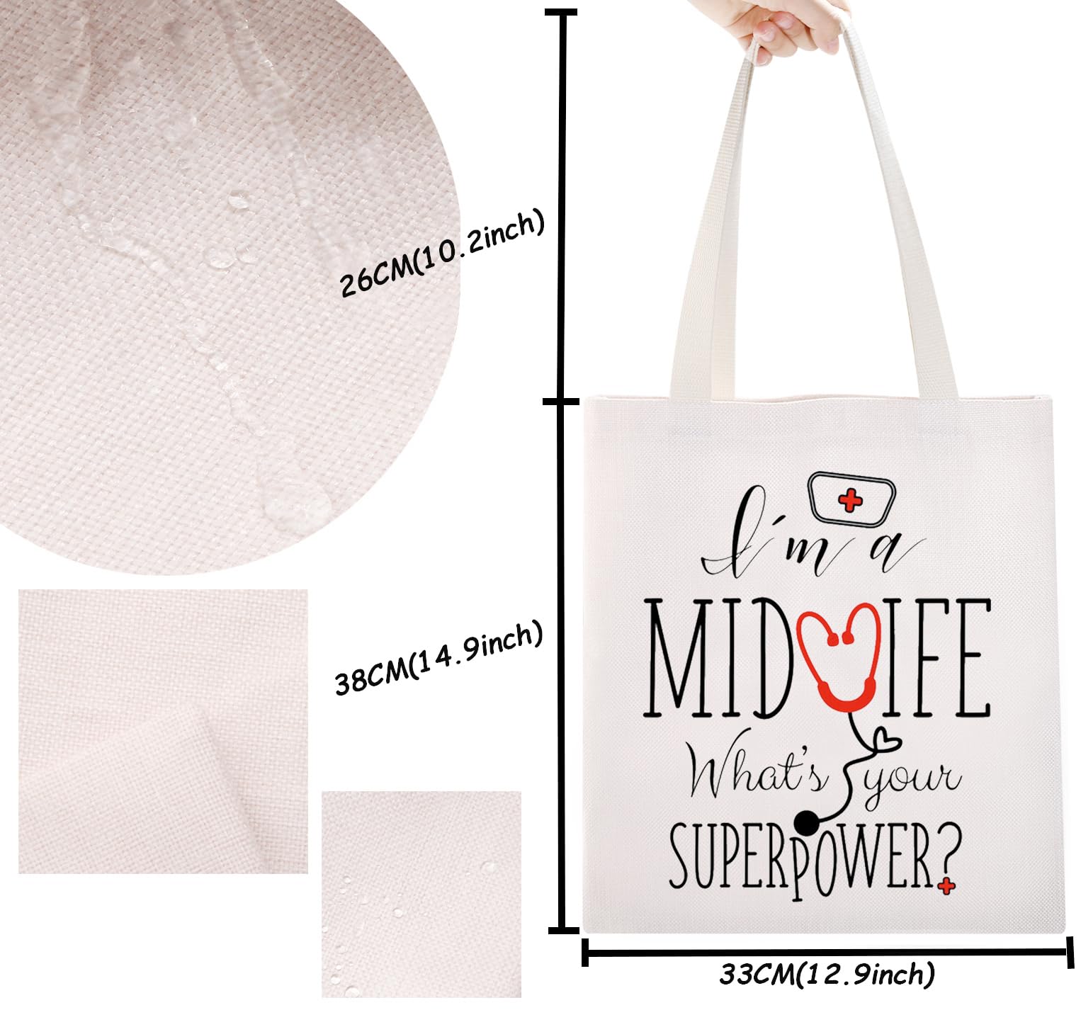 TSOTMO Midwife canvas tote bags Thank You Gifts Doula Nurse Gift Appreciation Gift I'm a Midwife what's your super power canvas tote bags (Midwife canvas)