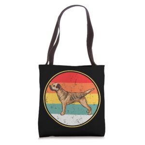 vintage retro sunset border terrier dog tote bag