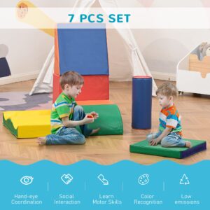 Soozier 7 Piece Soft Play Blocks Kids Climb and Crawl Gym Toy Foam Building and Stacking Blocks Non-Toxic Learning Play Set Educational Software Activity Toy Brick Baby Soft Climbing Block