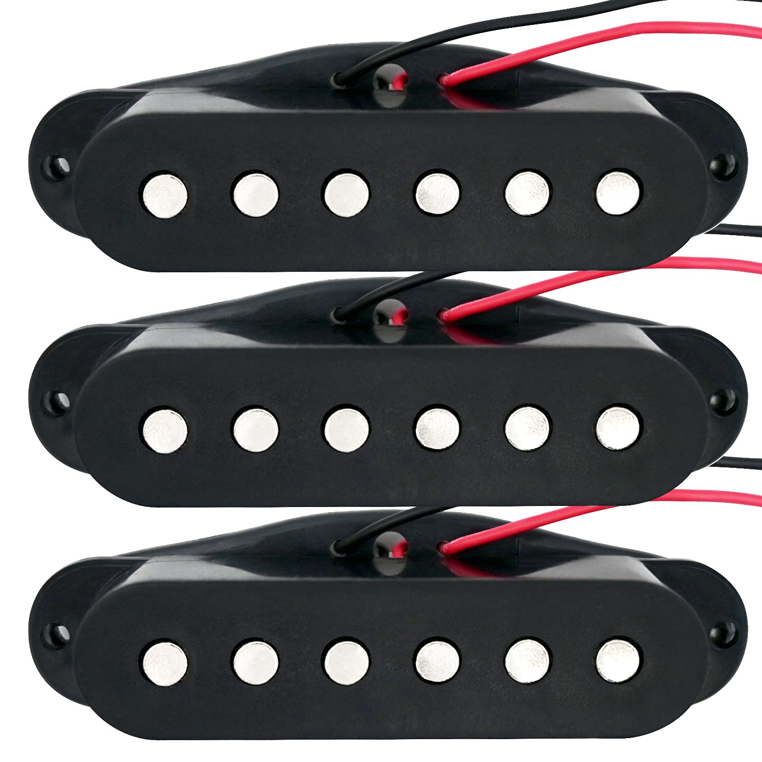 Electric Guitar Single Coil Pickups Set Vintage Voice SSS Replacement for Neck/Middle/Bridge Pickups Squier Stratocaster ST Style Guitar, Black