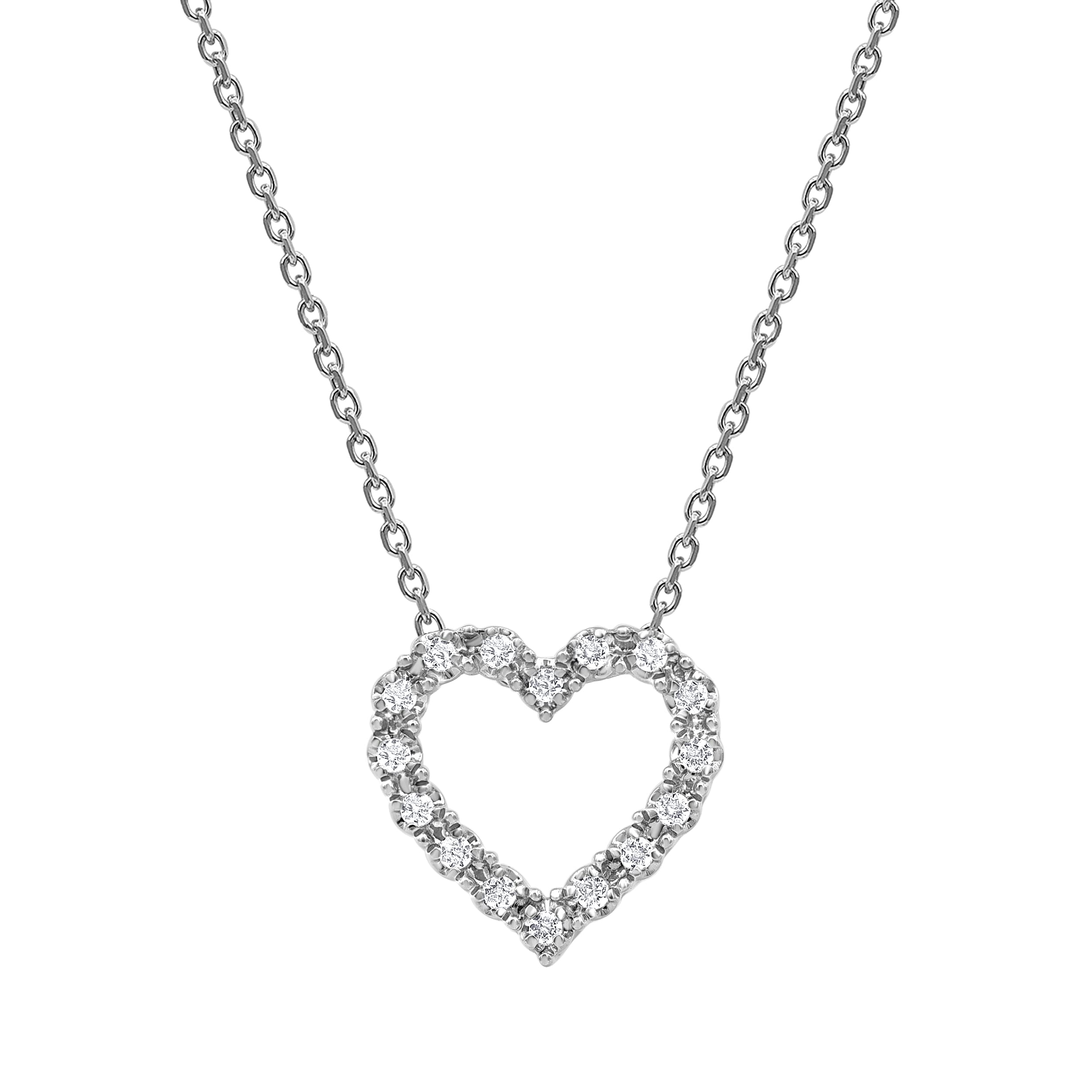 Beyond Brilliance 1/4 Carat Diamond, Prong Set Round Cut Diamond Heart Shape Pendant 18 inch Cable Chain Necklace Natural Diamond Jewelry for Women, Gift Box Included