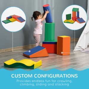 Soozier 7 Piece Soft Play Blocks Kids Climb and Crawl Gym Toy Foam Building and Stacking Blocks Non-Toxic Learning Play Set Educational Software Activity Toy Brick Baby Soft Climbing Block