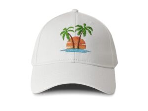 hepandy palm trees embroidered white baseball caps for women men girls, outdoor adjustable cotton snapback trucker hats embroidery dad hat unisex