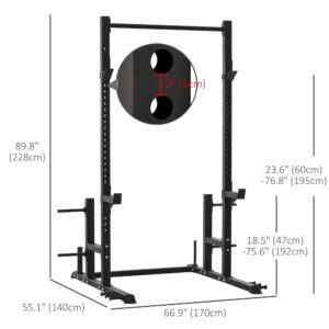 Soozier Power Rack with Pull up Bar and Adjustable Barbell Rack, Heavy-Duty Power Tower Strength Training Equipment for Home Gym