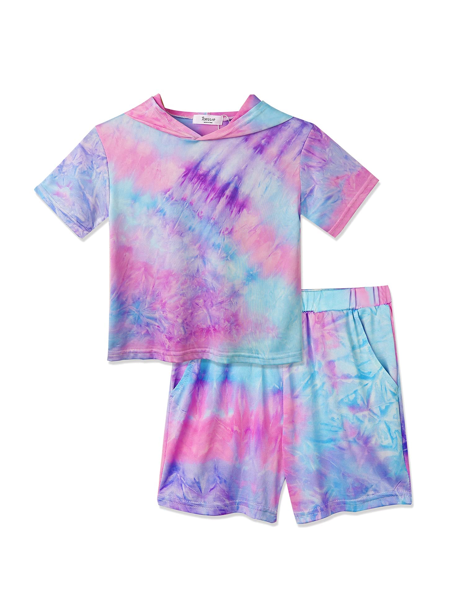 Girls Tie Dye Jogger Set Clothes Outfits Suits Tracksuits Sweatsuits Activewear Crop Tops Hoodies Shorts Sets Size 10/12