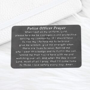 bobauna Police Officer Prayer Engraved Wallet Card Inster Thin Blue Line Cop Jewelry Police Academy Graduation Gift (police officer prayer uniform black)