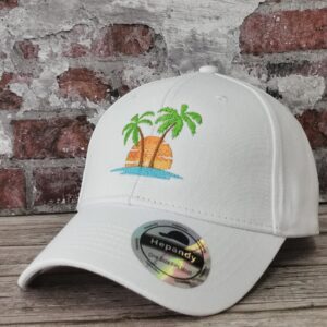 Hepandy Palm Trees Embroidered White Baseball Caps for Women Men Girls, Outdoor Adjustable Cotton Snapback Trucker Hats Embroidery Dad Hat Unisex