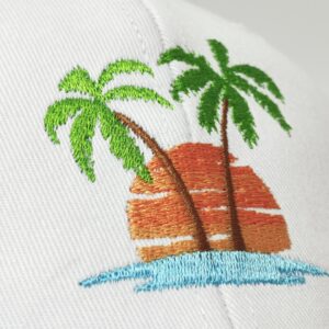 Hepandy Palm Trees Embroidered White Baseball Caps for Women Men Girls, Outdoor Adjustable Cotton Snapback Trucker Hats Embroidery Dad Hat Unisex