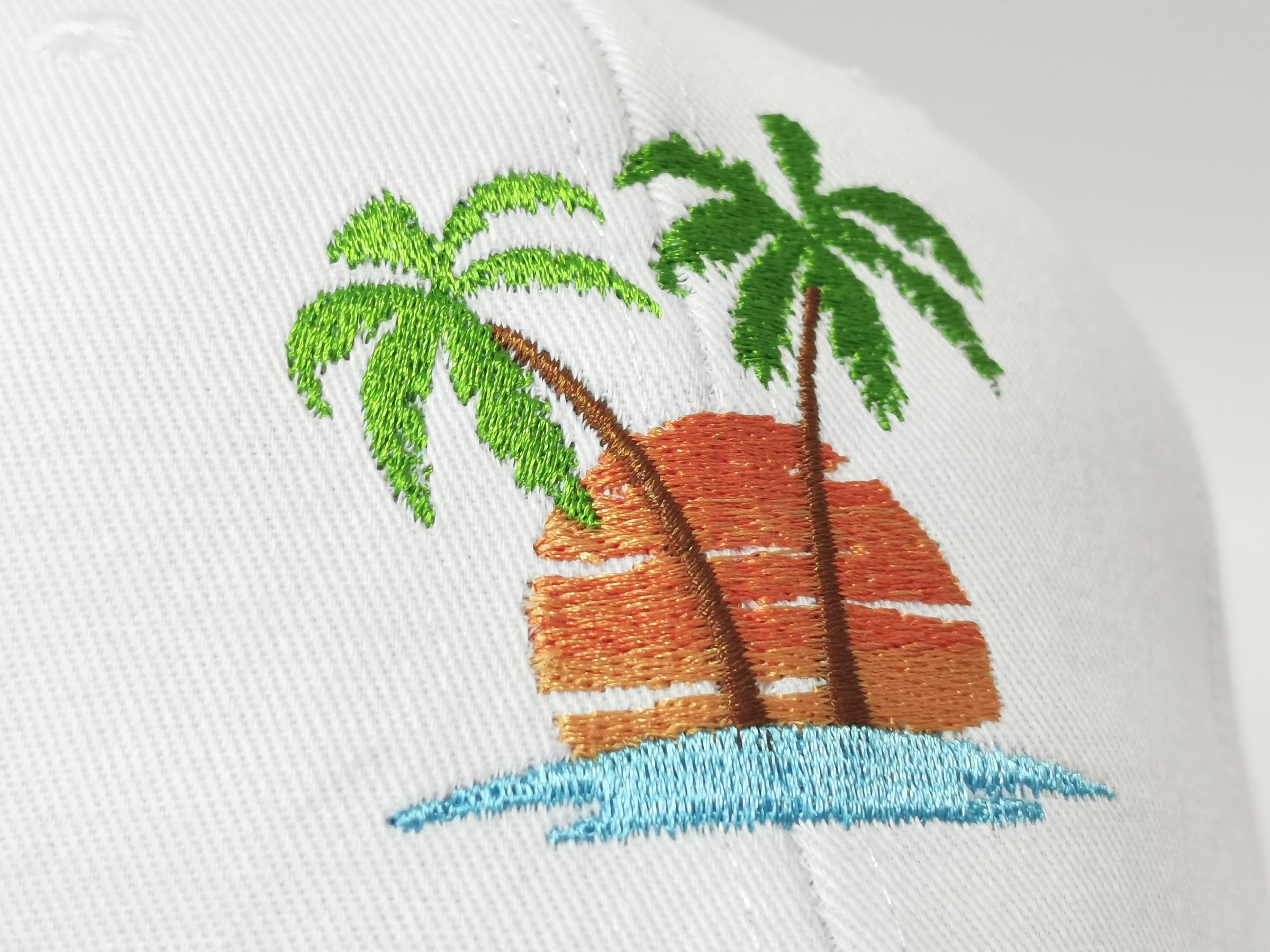 Hepandy Palm Trees Embroidered White Baseball Caps for Women Men Girls, Outdoor Adjustable Cotton Snapback Trucker Hats Embroidery Dad Hat Unisex