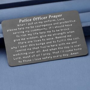 bobauna Police Officer Prayer Engraved Wallet Card Inster Thin Blue Line Cop Jewelry Police Academy Graduation Gift (police officer prayer uniform black)