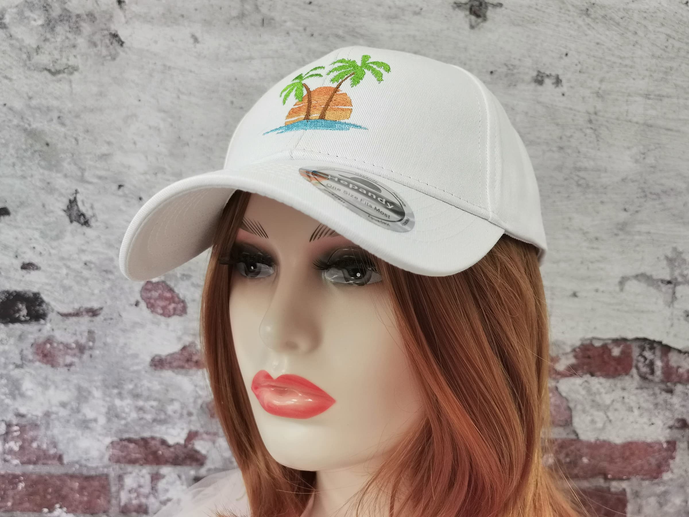 Hepandy Palm Trees Embroidered White Baseball Caps for Women Men Girls, Outdoor Adjustable Cotton Snapback Trucker Hats Embroidery Dad Hat Unisex