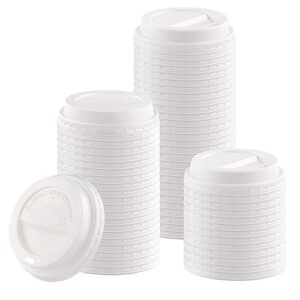 gusto [100 count] disposable plastic dome lids for 10, 12, 16, & 20 oz. paper hot coffee cup - white (formerly comfy package)