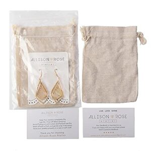 ALLISON ROSE ATELIER – Women's Boho Dangle Earrings – Worn Gold Plating with Filigree Design Medallion in a Chandelier Shape – 2.36” Length. Lightweight Bohemian Dangle Earrings for Women