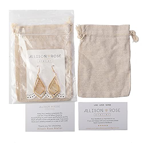 ALLISON ROSE ATELIER – Women's Boho Dangle Earrings – Worn Gold Plating with Filigree Design Medallion in a Chandelier Shape – 2.36” Length. Lightweight Bohemian Dangle Earrings for Women