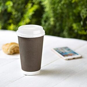 GUSTO [100 Count] Disposable Plastic Dome Lids for 10, 12, 16, & 20 oz. Paper Hot Coffee Cup - White (Formerly Comfy Package)