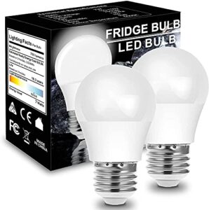 kindeep 7w refrigerator light bulb, a15 led bulb, 60 watt equivalent, daylight white 5000k, 700lm, waterproof appliance fridge light bulb, ceiling fan, non-dimmable, e26 medium base, 2 pack