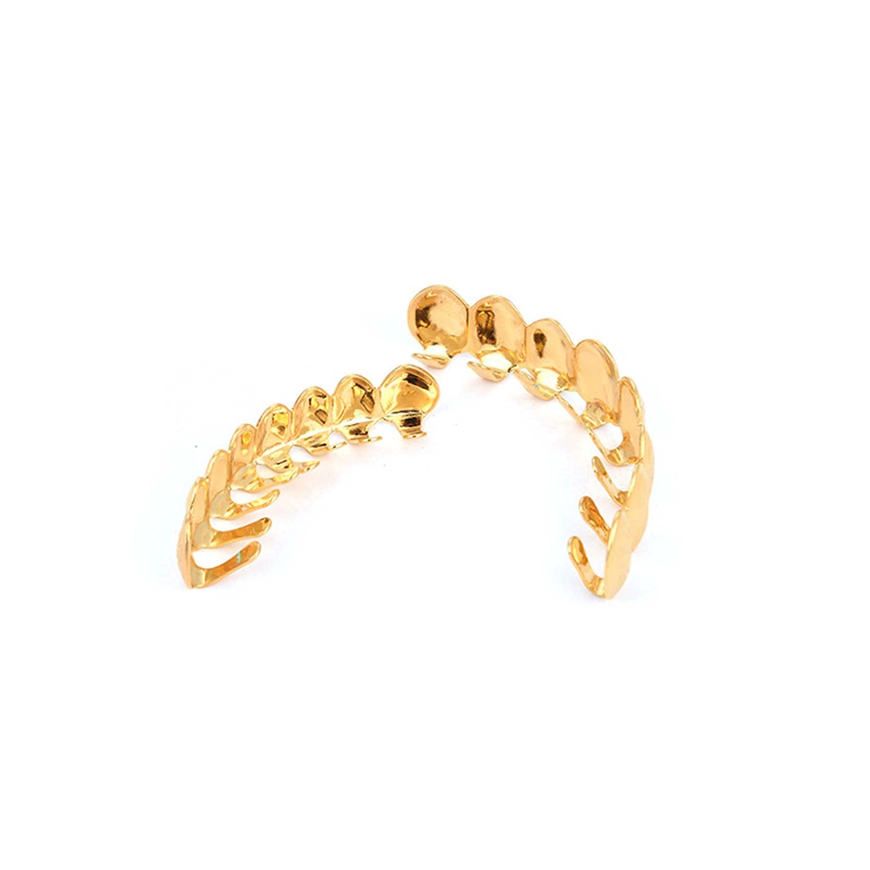 LKV 14K Plated Gold Hip Hop Rugged 8 Teeth TOP and Bottom Grillz for Your Teeth Set for Men and Women