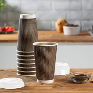 GUSTO [100 Count] Disposable Plastic Dome Lids for 10, 12, 16, & 20 oz. Paper Hot Coffee Cup - White (Formerly Comfy Package)