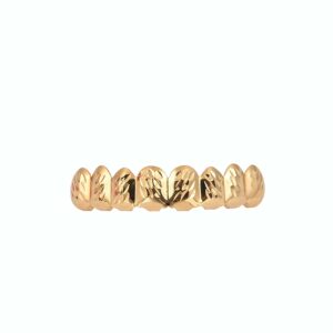 LKV 14K Plated Gold Hip Hop Rugged 8 Teeth TOP and Bottom Grillz for Your Teeth Set for Men and Women