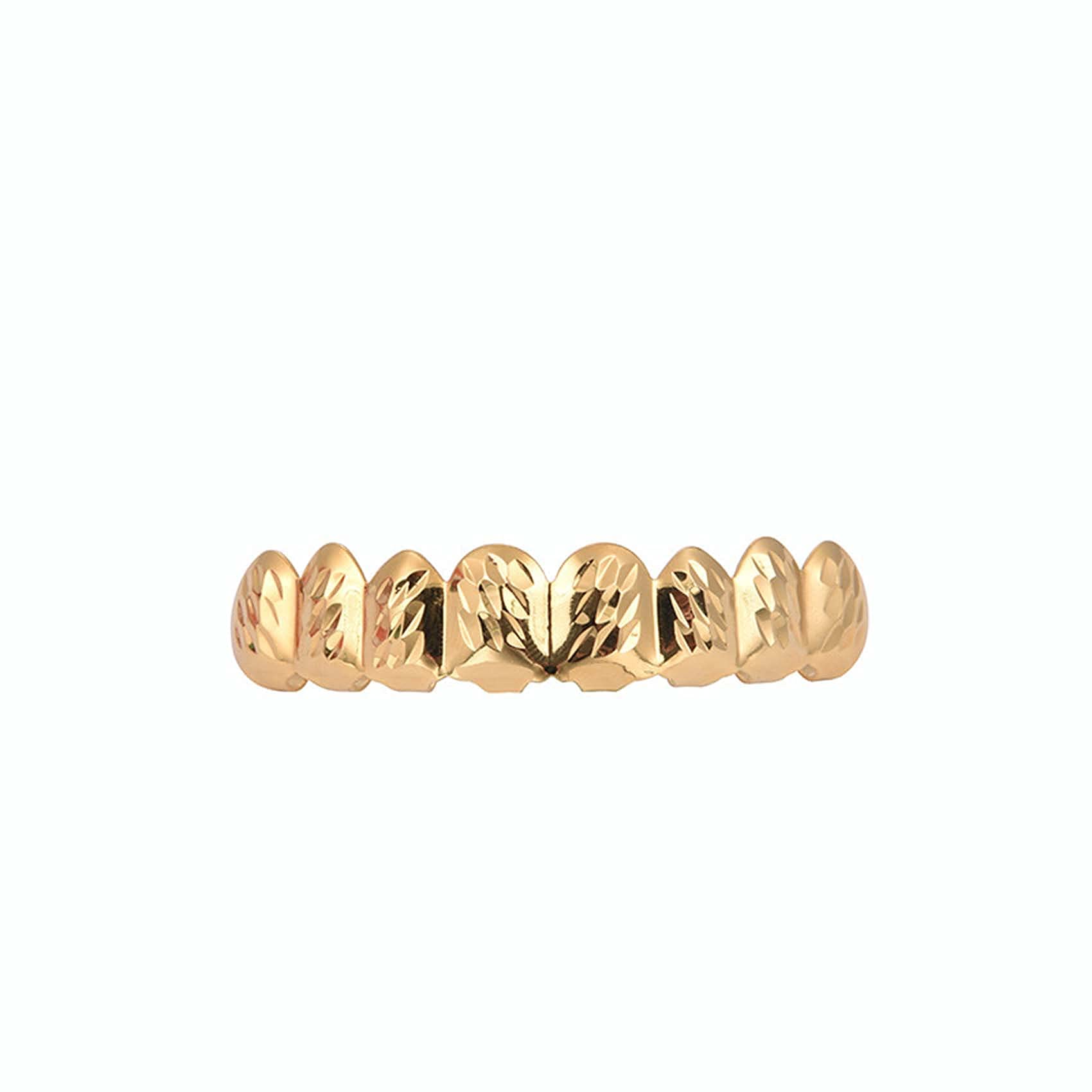 LKV 14K Plated Gold Hip Hop Rugged 8 Teeth TOP and Bottom Grillz for Your Teeth Set for Men and Women