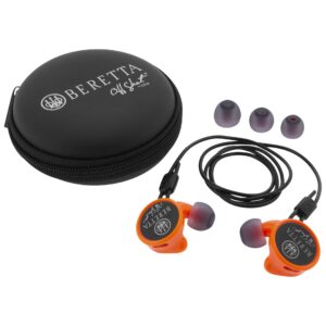 beretta earphones mini headset comfort plus fit 32 db earplugs, orange