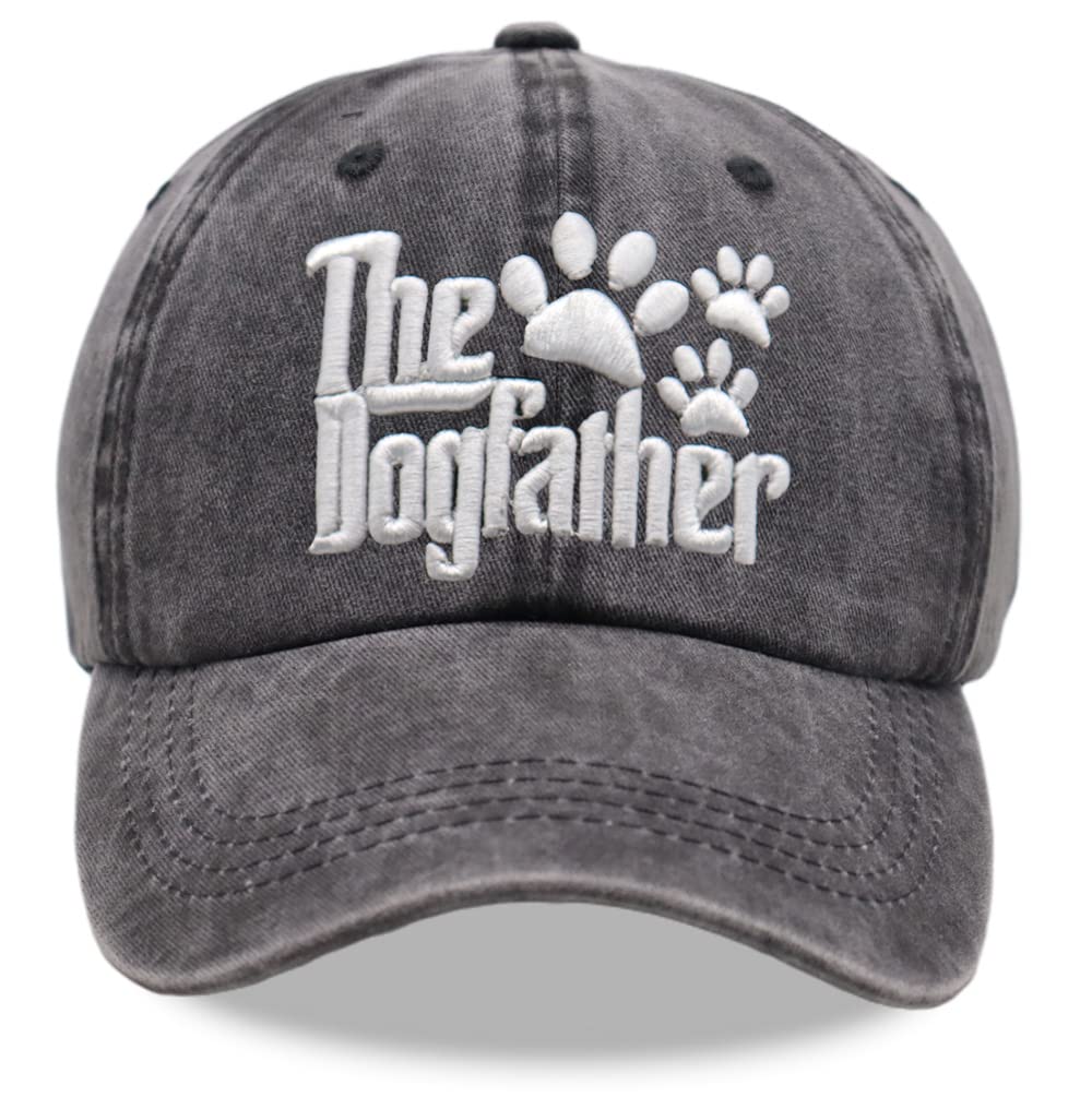 Dog Dad Gifts for Men, Embroidered The Dog Father Paw Hat, Adjustable Washed Denim Father's Day Pet Lovers Baseball Cap for Daddy Papa