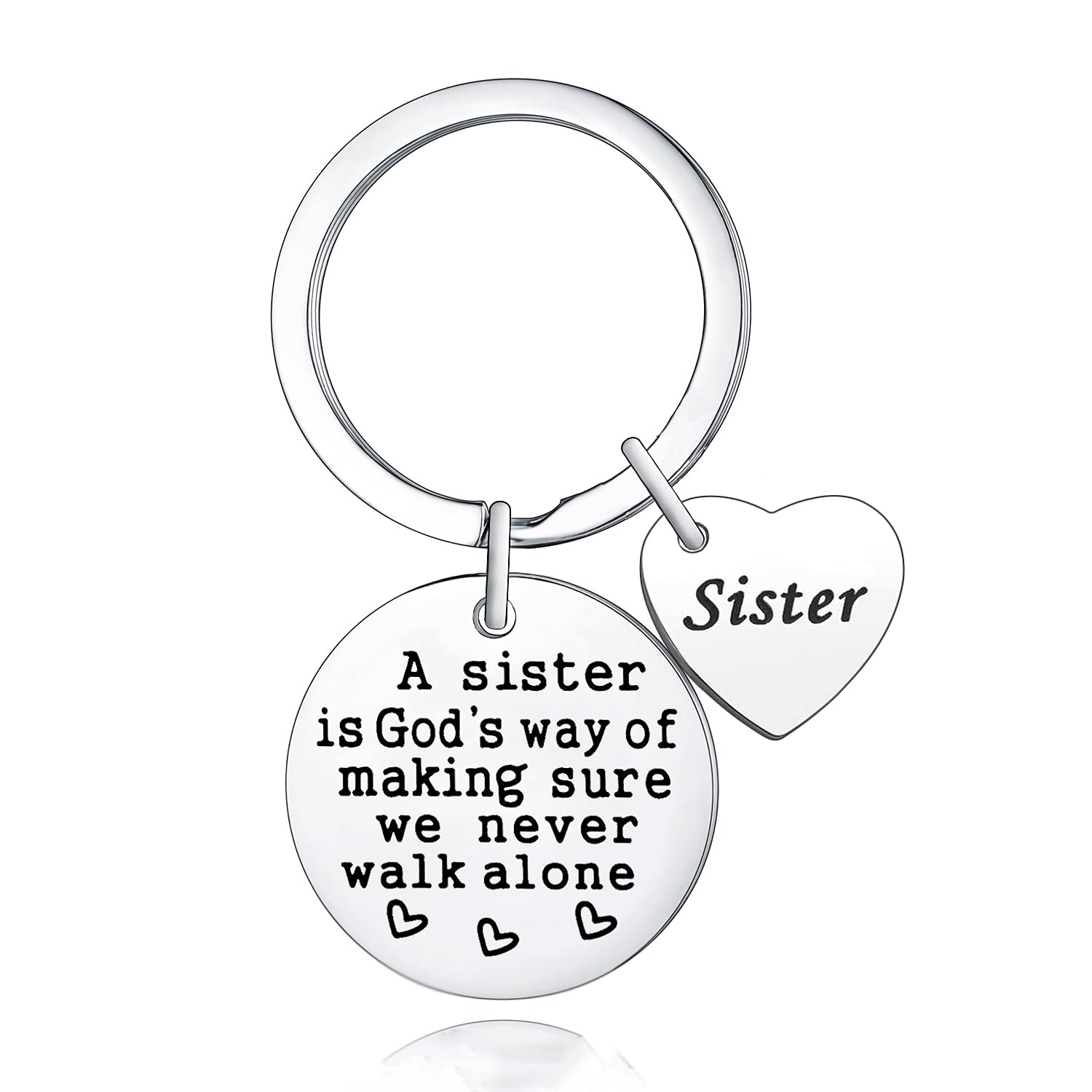 Nzztont Sister Keychain Sister Gift A Sister Is God's Way Of Making Sure We Never Walk Alone Keyring Sister Gifts Friend Keyring