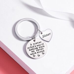 Nzztont Sister Keychain Sister Gift A Sister Is God's Way Of Making Sure We Never Walk Alone Keyring Sister Gifts Friend Keyring