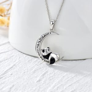 POPKIMI Sterling Silver Origami Panda Necklace I Love You to The Moon and Back Necklace for Women Wife Mom Birthday (Origami Panda)