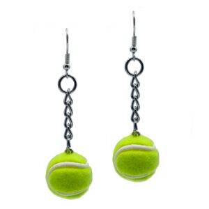 tennis earrings - girls tennis earrings - tennis lovers gifts - gifts for tennis players female - tennis earrings for men & women - tennis gifts for women - tennis racket jewelry (optic yellow)