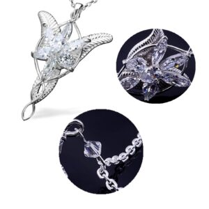 XHBTS 2 Set Lord of the R. Elven Leaf Aragorn Arwen Evenstar Pendant Chain Necklace Princess Chain with Box