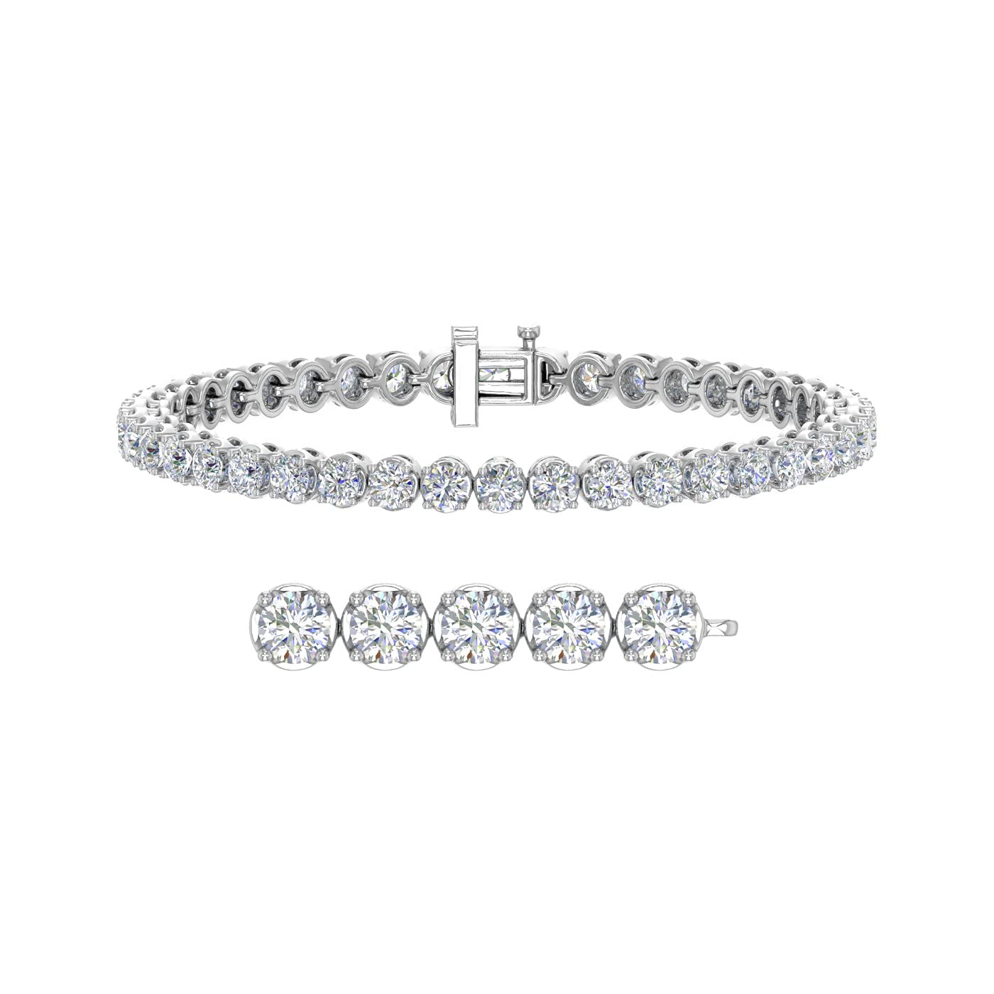 FINEROCK 8 1/4 Carat Diamond Tennis Bracelet in 14K White Gold (7 Inch)