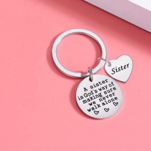 Nzztont Sister Keychain Sister Gift A Sister Is God's Way Of Making Sure We Never Walk Alone Keyring Sister Gifts Friend Keyring