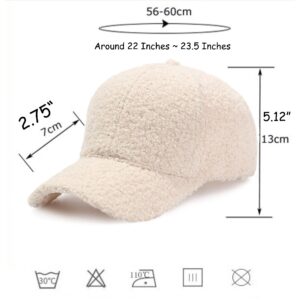 Warm Teddy Fleece Baseball Caps Faux Lamb Wool Winter Hat - Thicken Windproof Warm Hat Hip-Hop Hat for Men and Women