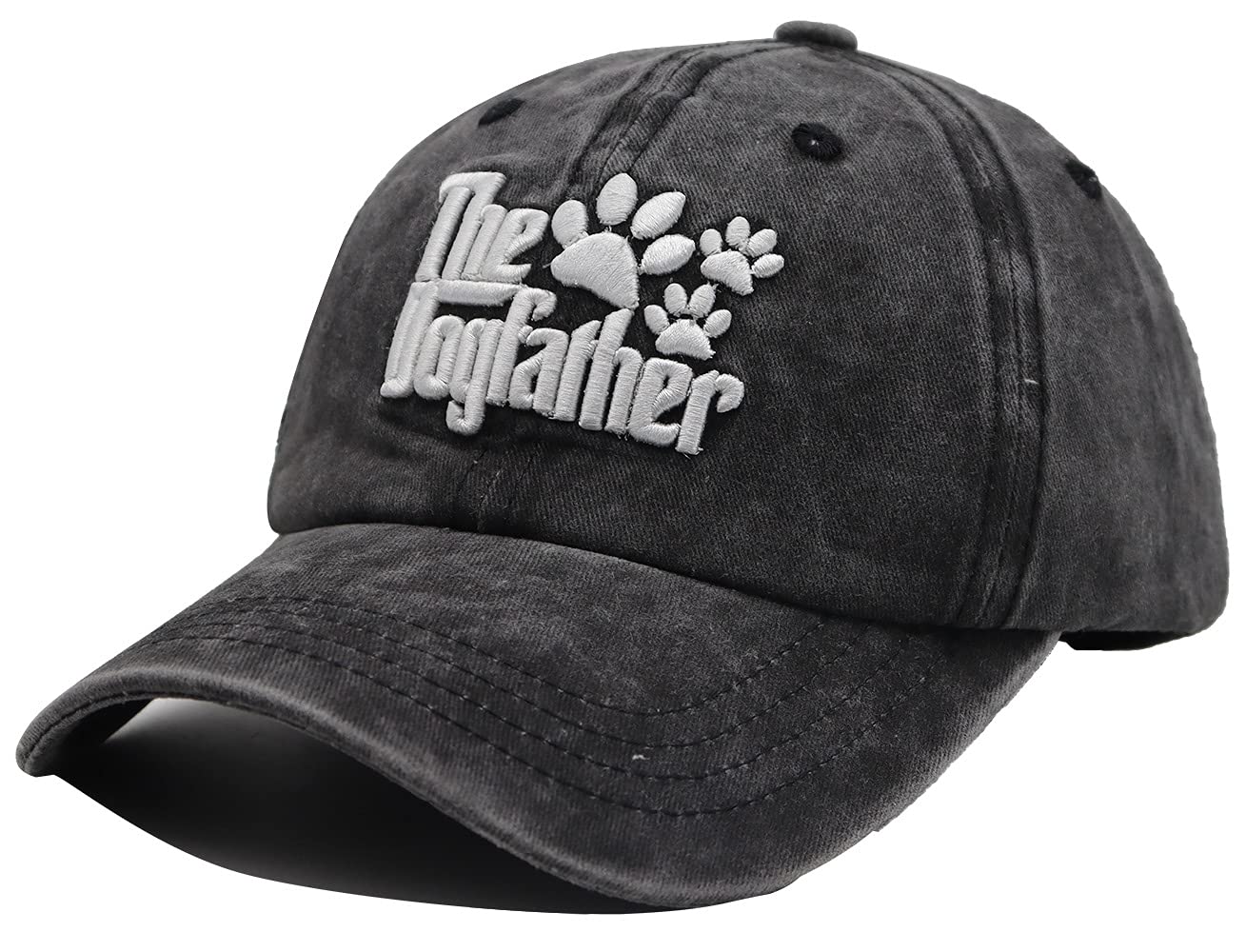 Dog Dad Gifts for Men, Embroidered The Dog Father Paw Hat, Adjustable Washed Denim Father's Day Pet Lovers Baseball Cap for Daddy Papa