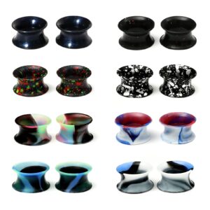 wbrwp 8 pairs set c thin silicone ear plugs tunnels flexible ear earlets double flared hard silicone ear gauges expander stretcher 00g(10mm)